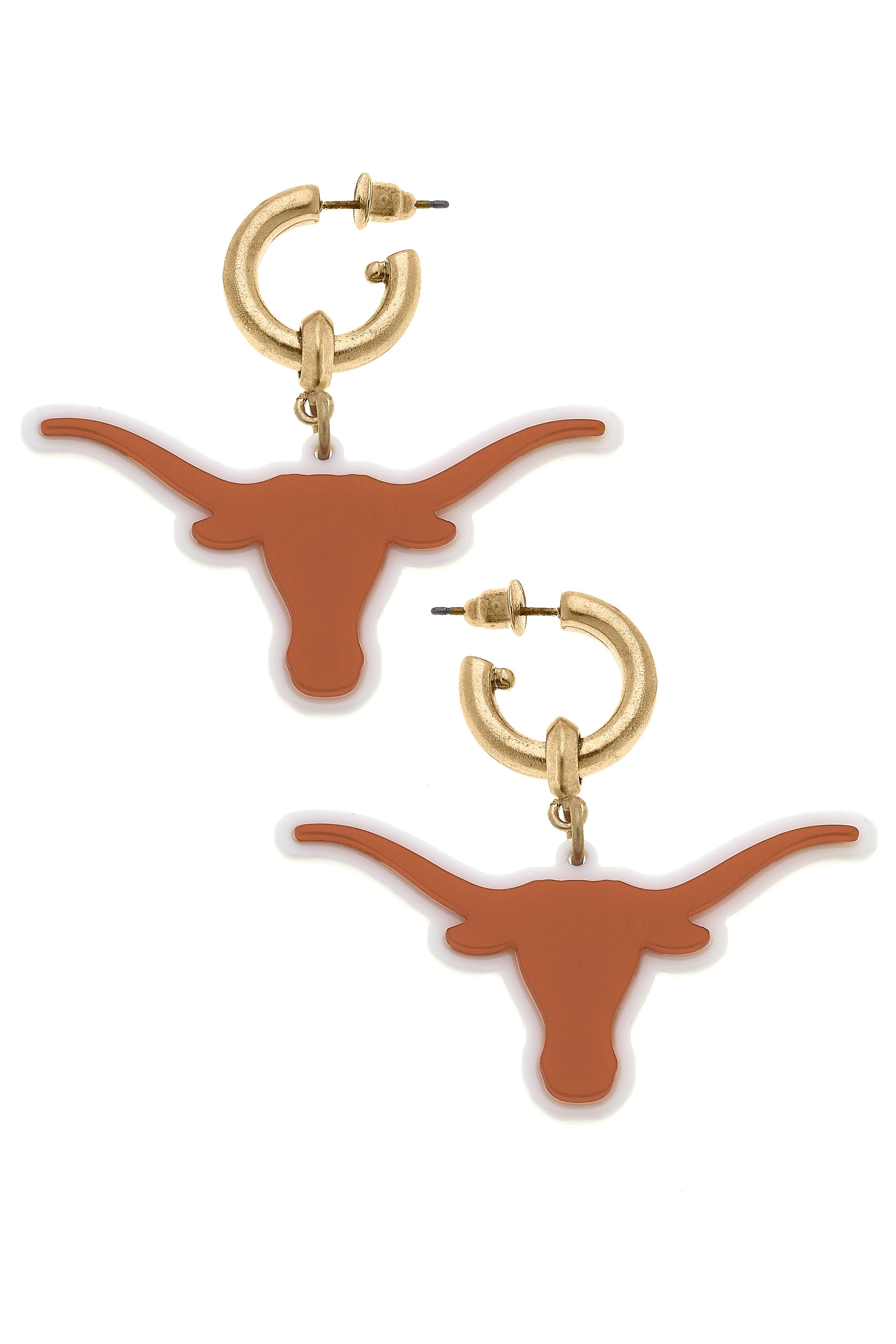 Texas Longhorns Resin Logo Drop Hoop Earrings – Nikko Blu Boutique